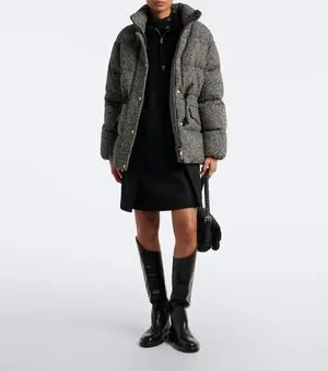 Moncler Wool-blend Tweed Down Jacket