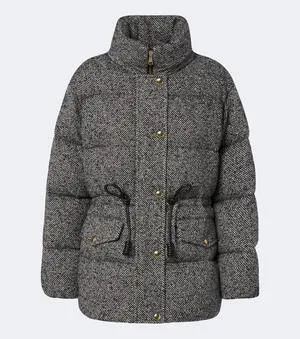 Moncler Wool-blend Tweed Down Jacket - Grey