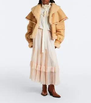 Chloé Ruffled Silk Midi Skirt