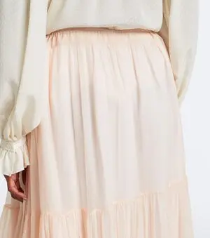 Chloé Ruffled Silk Midi Skirt