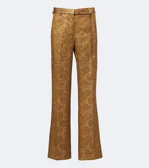 Dries Van Noten Belted Jacquard Wide-leg Pants
