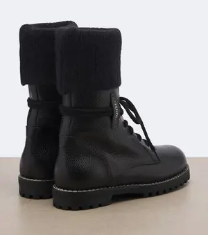 Fendi Wool-lined Leather Combat Boots