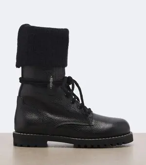 Fendi Wool-lined Leather Combat Boots