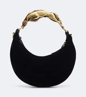 Chloé Chloé Chain Horse Small Velvet Shoulder Bag Black