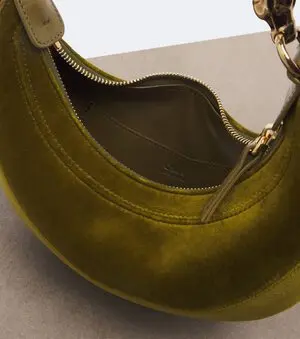 Chloé Chain Horse Small Velvet Shoulder Bag - Green