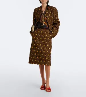 Dries Van Noten Embellished Floral Cloqué Midi Skirt