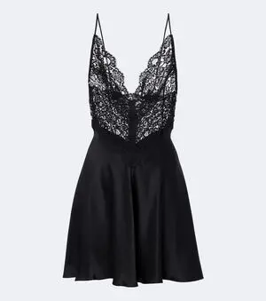 RODARTE Lace And Silk Satin Minidress