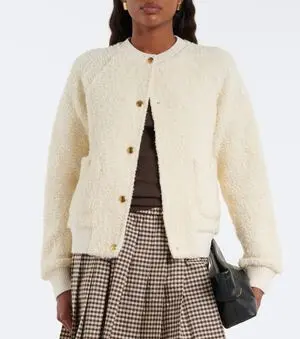 Moncler Bouclé Cardigan - White