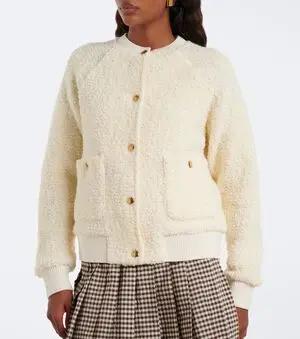 Moncler Bouclé Cardigan - White