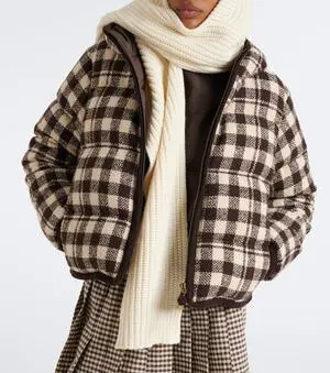 Moncler Ribbed-knit Wool And Cashmere Hood - White