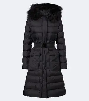 Moncler Shearling-trimmed Down Coat Black