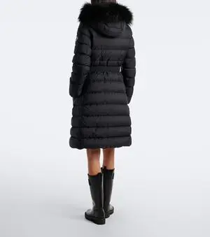 Moncler Shearling-trimmed Down Coat - Black