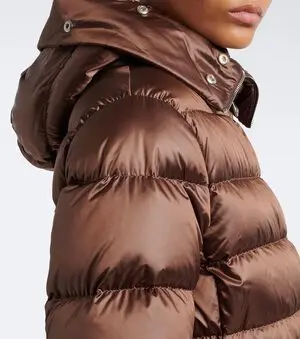 Moncler Shearling-trimmed Down Coat - Brown