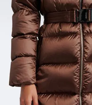 Moncler Shearling-trimmed Down Coat - Brown