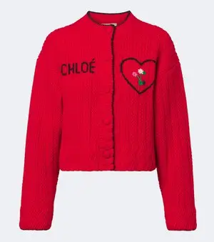 Chloé Embroide Wool And Cashmere Cardigan