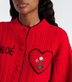 Chloé Embroide Wool And Cashmere Cardigan