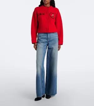 Chloé Embroide Wool And Cashmere Cardigan