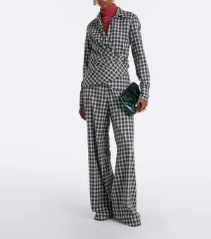 Dries Van Noten Draped Plaid Cotton Flannel Shirt - Green