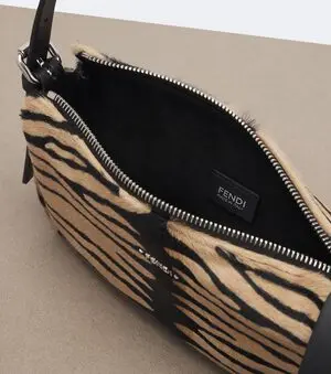 Fendi Leather-trimmed Calf Hair Shoulder Bag