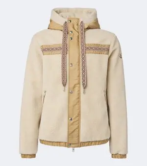 Moncler Technical-trimmed Fleece Jacket - Beige