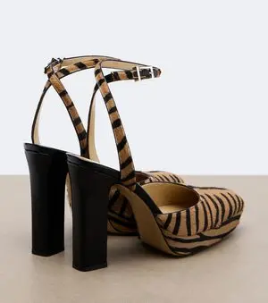 Fendi Tiger-print Calf Hair Platform Pumps