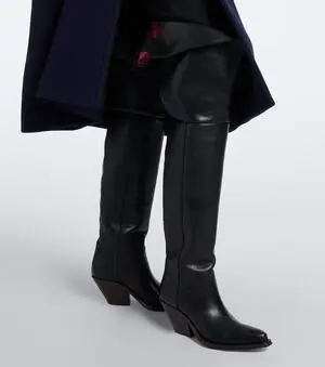 Chloé Azelan Embroidered Leather Over-the-knee Boots