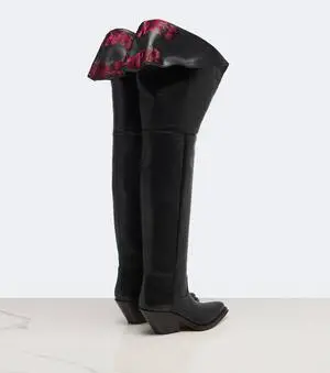 Chloé Azelan Embroidered Leather Over-the-knee Boots
