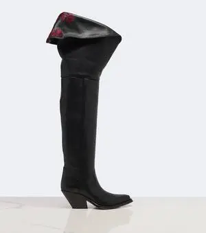 Chloé Azelan Embroidered Leather Over-the-knee Boots