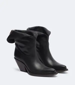 Chloé Azelan Leather Cowboy Boots - Black