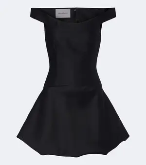 Balenciaga Off-shoulder Wool And Silk Corset Dress