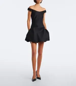 Balenciaga Off-shoulder Wool And Silk Corset Dress