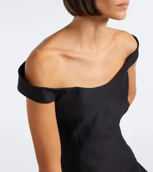 Balenciaga Off-shoulder Wool And Silk Corset Dress