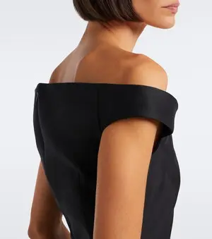 Balenciaga Off-shoulder Wool And Silk Corset Dress