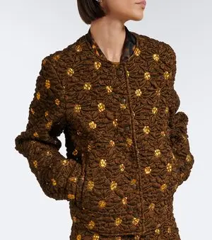 Dries Van Noten Embellished Floral Cloqué Jacket