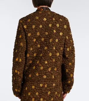 Dries Van Noten Embellished Floral Cloqué Jacket