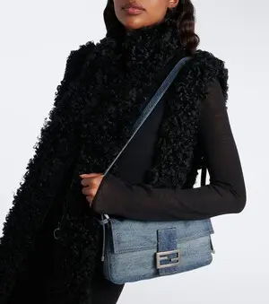 Fendi Baguette® 26424 Small Denim Shoulder Bag