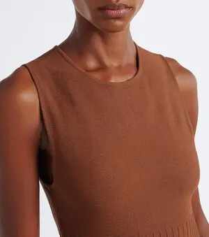 Staud Elyse Knitted Pleated Midi Dress