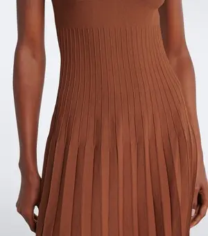 Staud Elyse Knitted Pleated Midi Dress