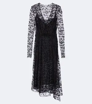 Fendi Asymmetric Lace Midi Dress