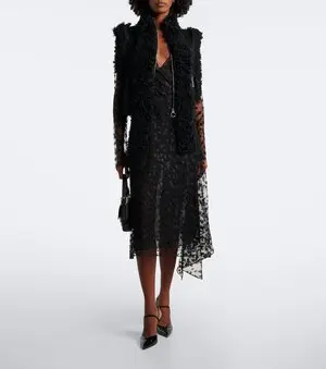 Fendi Asymmetric Lace Midi Dress