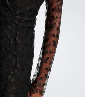 Fendi Asymmetric Lace Midi Dress