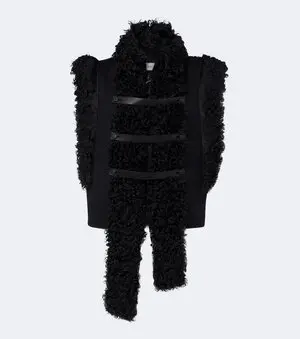Fendi Shearling And Leather-trimmed Wool-blend Vest