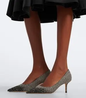 JIMMY CHOO Love Embellished Herringbone Pumps
