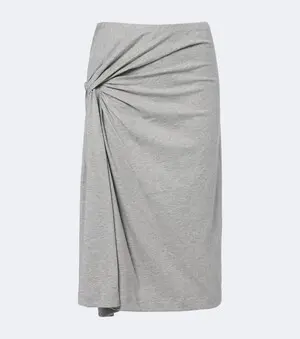 Dries Van Noten Draped Cotton Jersey Midi Skirt