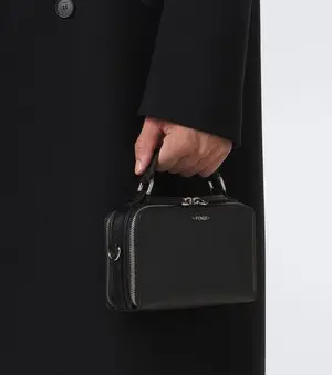 Fendi Suede-lined Leather Crossbody Bag - Black