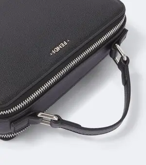 Fendi Suede-lined Leather Crossbody Bag - Black