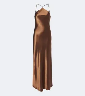 Staud Cedence Beaded Satin Slip Dress