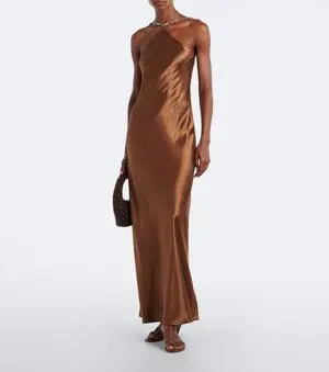 Staud Cedence Beaded Satin Slip Dress