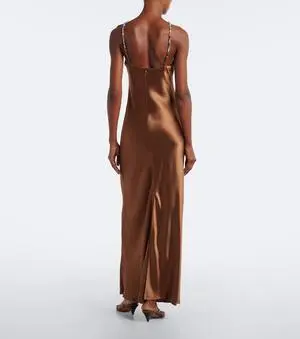 Staud Cedence Beaded Satin Slip Dress