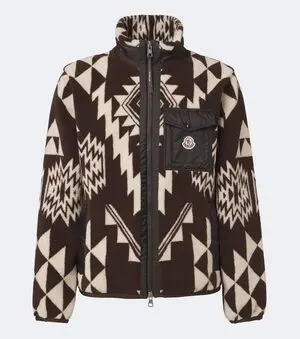 Moncler Printed Fleece Jacket - Brown